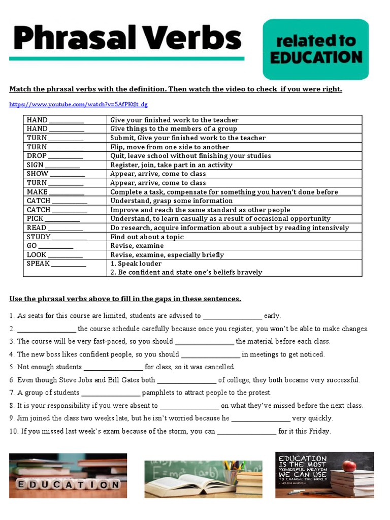 Phrasal Verbs Exercise and Video Guide | PDF | Cognitive Science ...