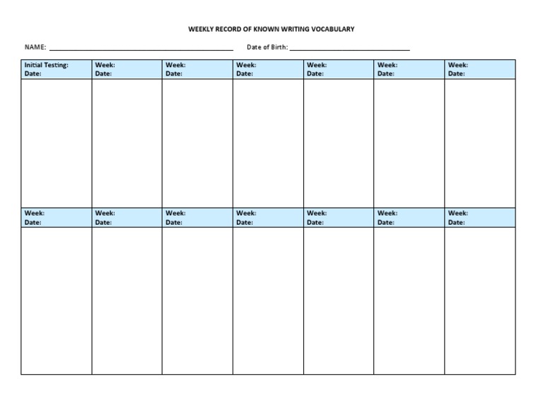 Weekly Vocabulary Tracking Sheet | PDF | Social Science | Law