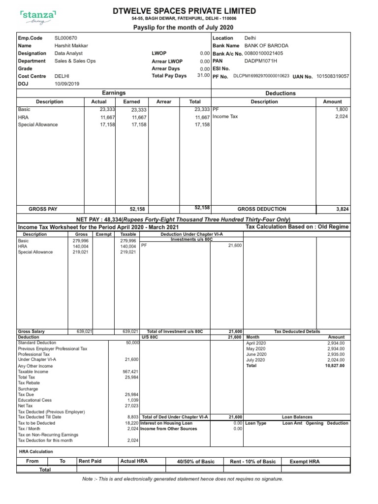July Payslip PDF | PDF