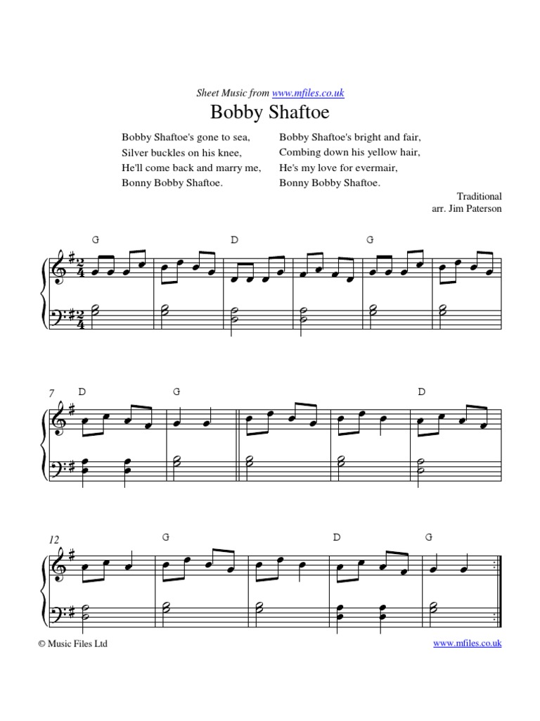 Bobby Shaftoe: Sheet Music From | PDF