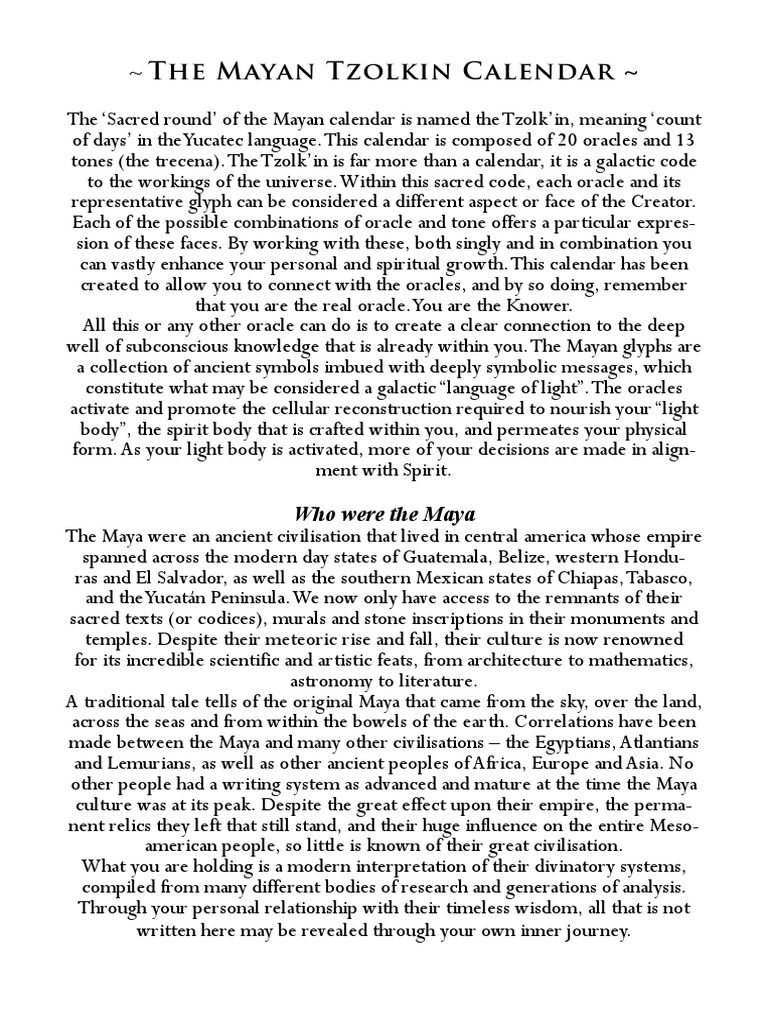 The Mayan Tzolkin Calendar | PDF | Maya Peoples | Maya Civilization