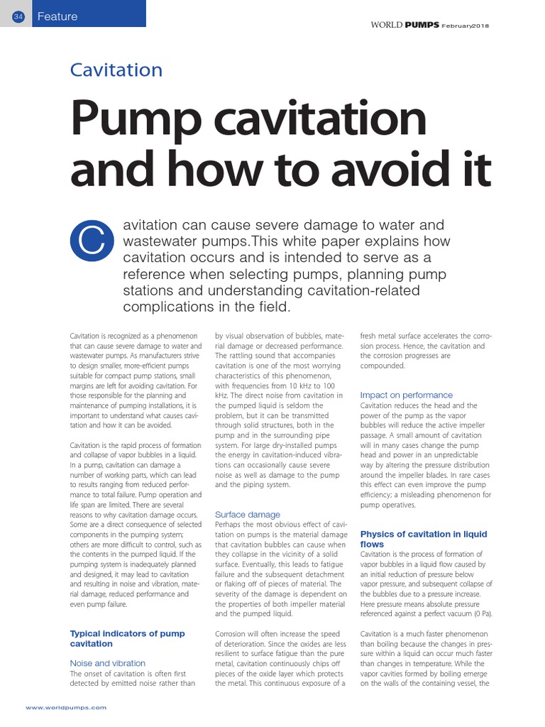 Pump Cavitation and How To Avoid It | PDF | Pump | Physics
