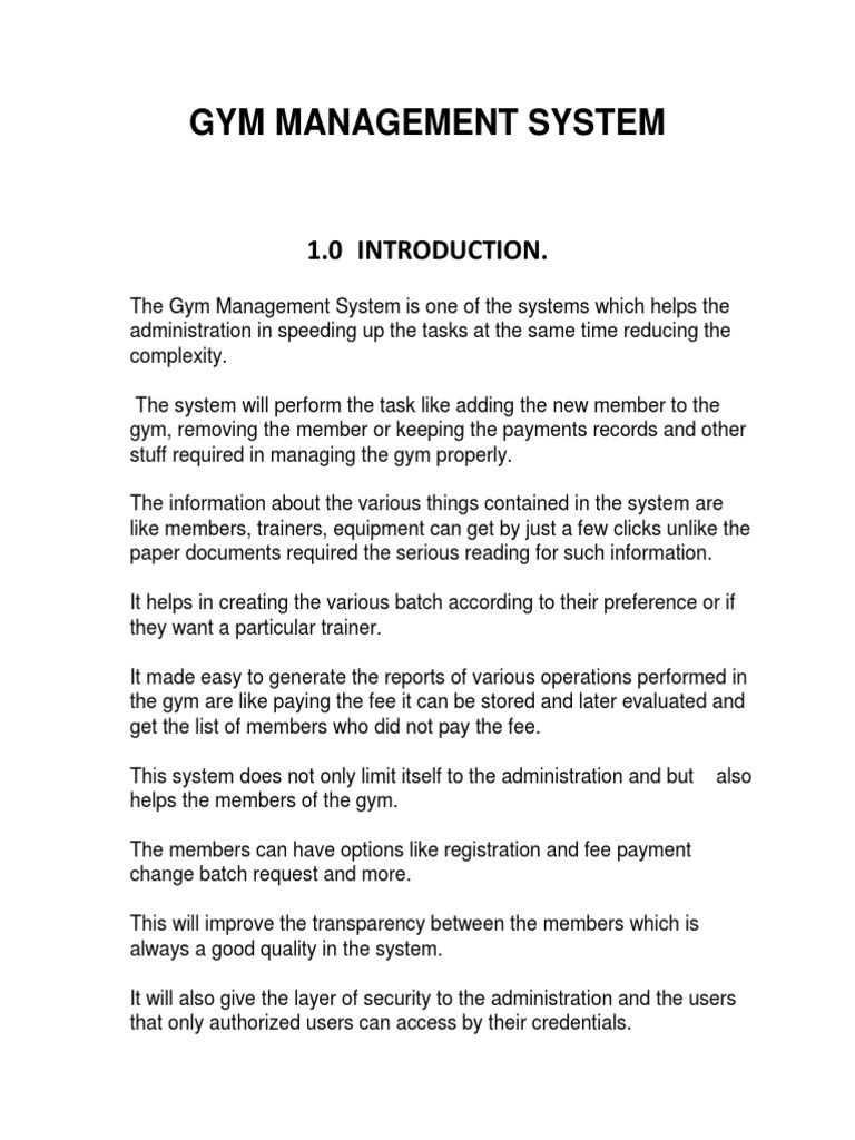 Gym Management System | PDF | Decision Making | Information System
