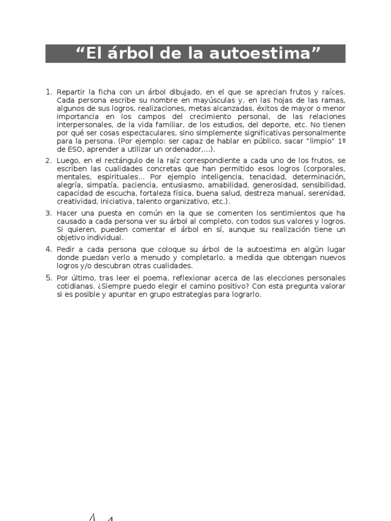 Árbol de la Autoestima: Reflexiones y Logros | PDF | Conceptos ...