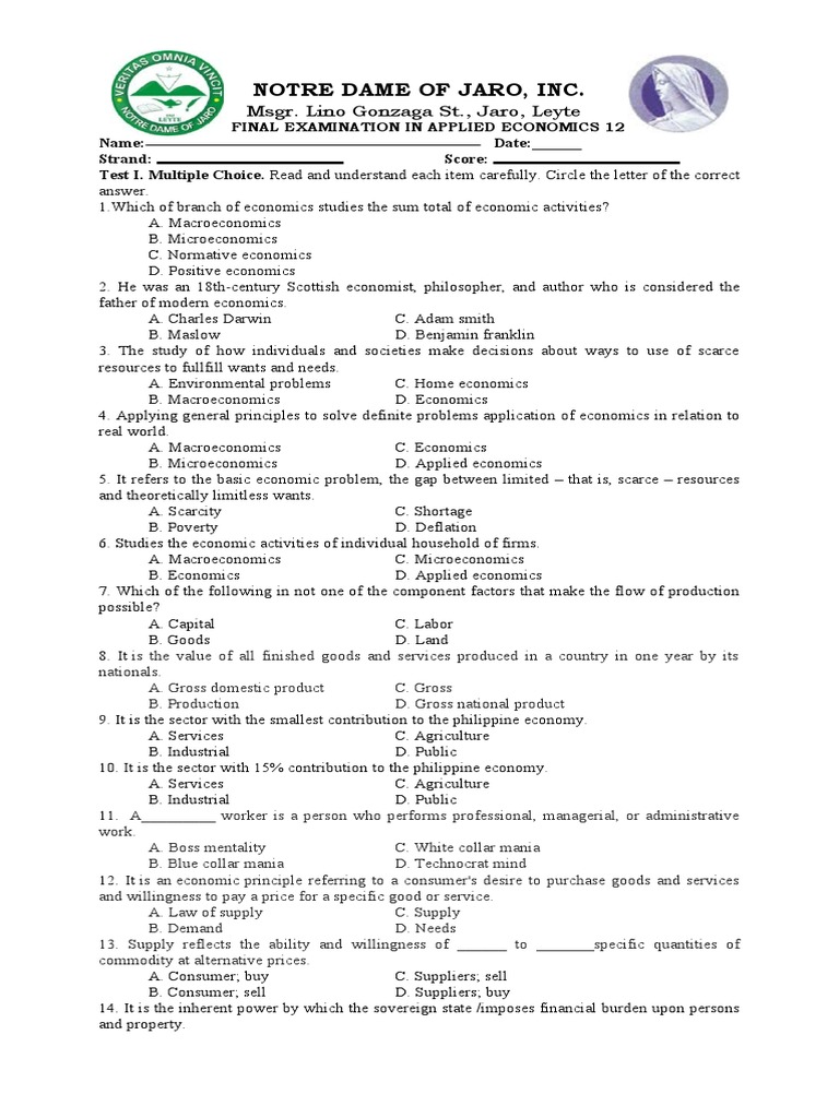 APPLIED ECONOMICS Final Exam | PDF | Monopoly | Economics
