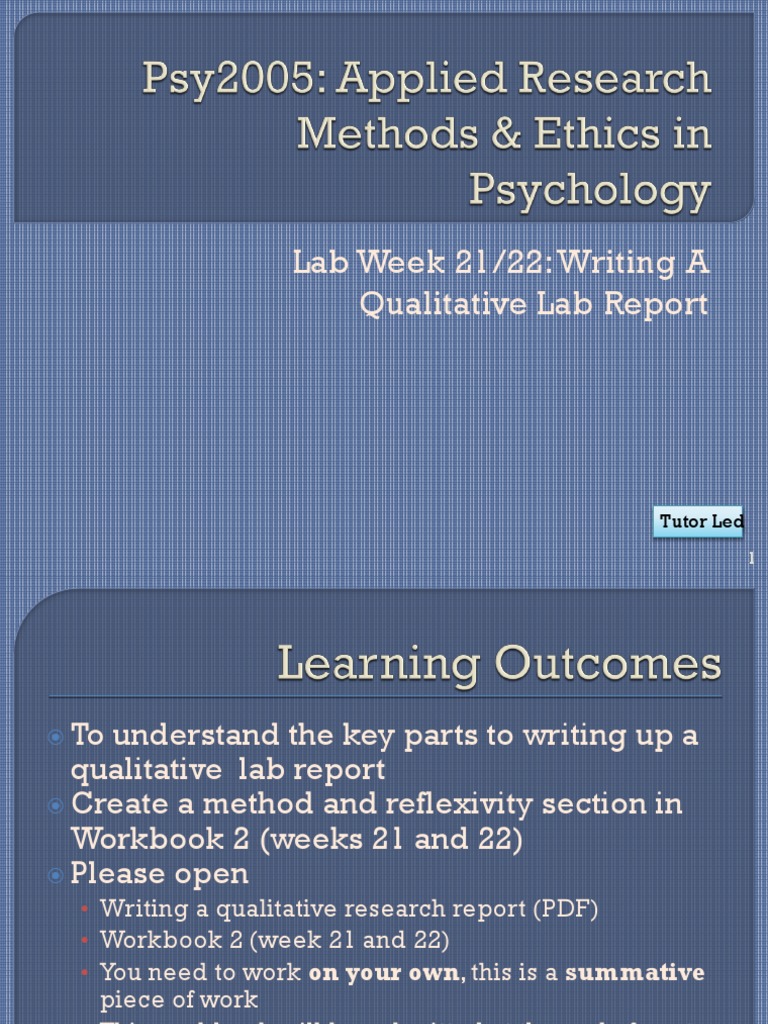 Writing A Qualitative Lab Report | PDF | Qualitative Research | Psychology