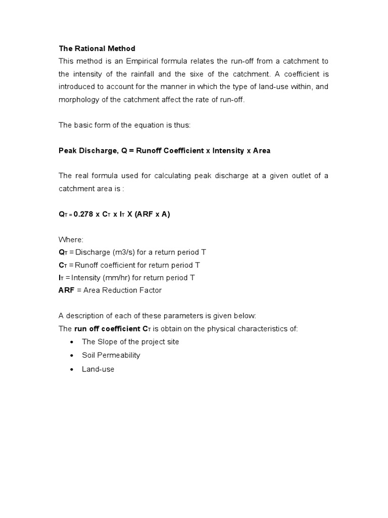 Calculating Peak Discharge Using the Rational Method | PDF | Drainage Basin | Surface Runoff