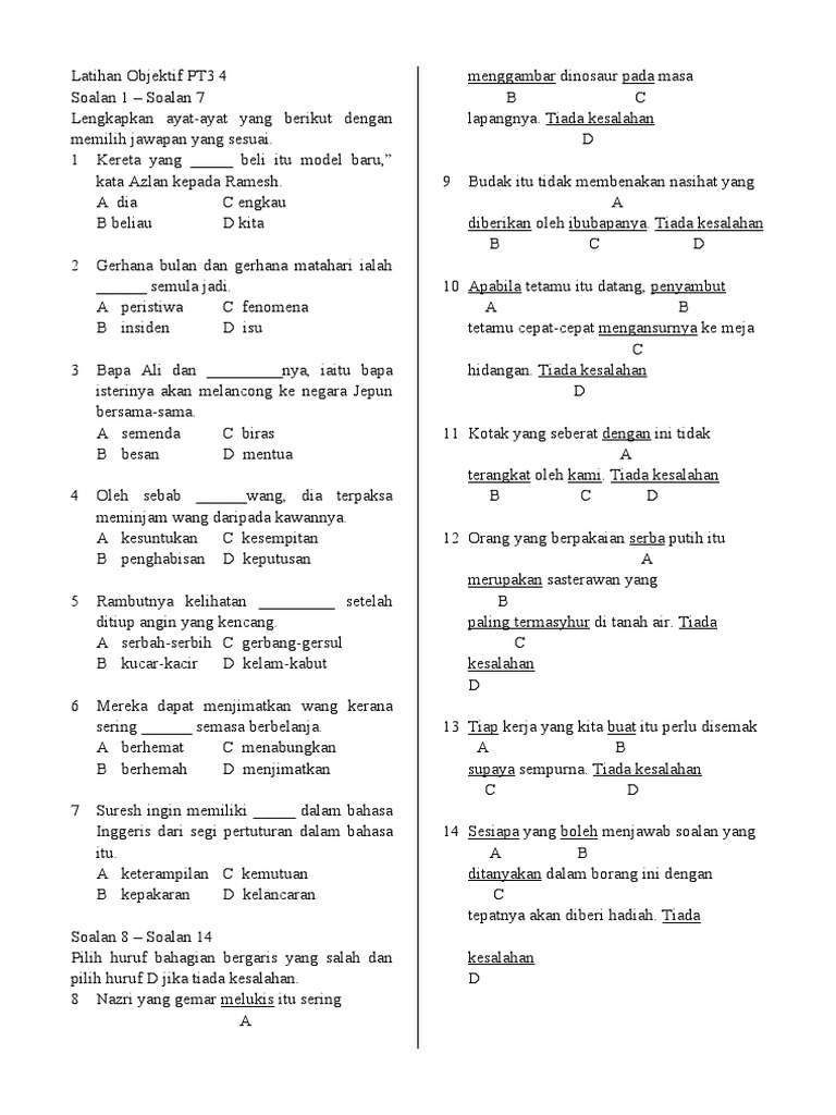 Lat Berformat PT3 - 4 | PDF