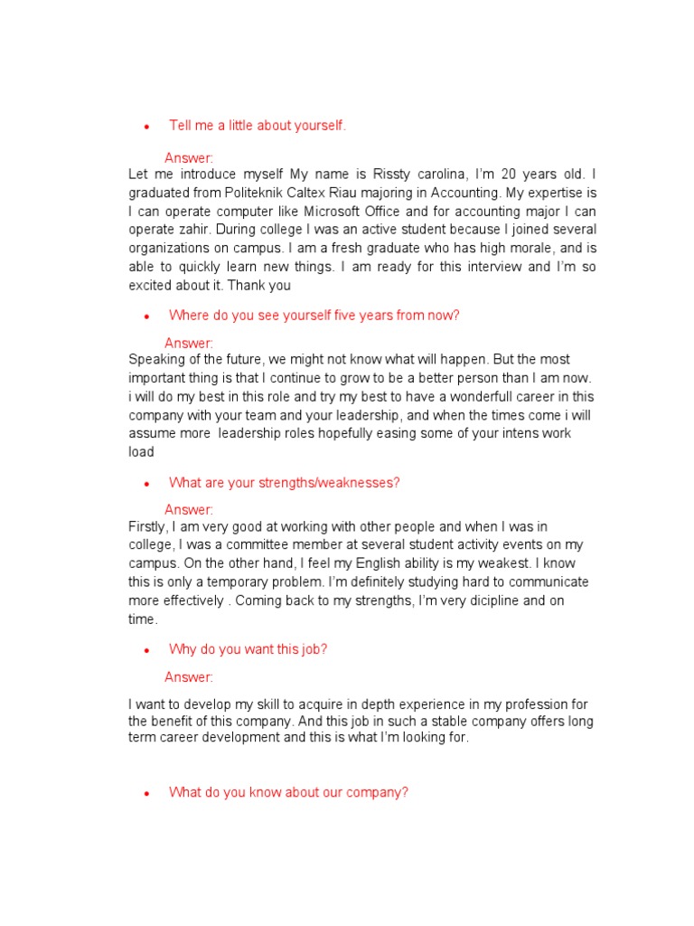 Tell Me A Little About Yourself | PDF