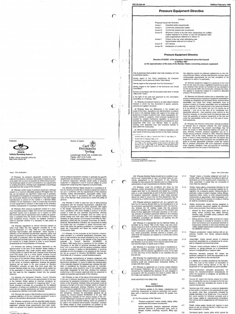 AD 2000-Merkblatt PED Ed.1998 | PDF