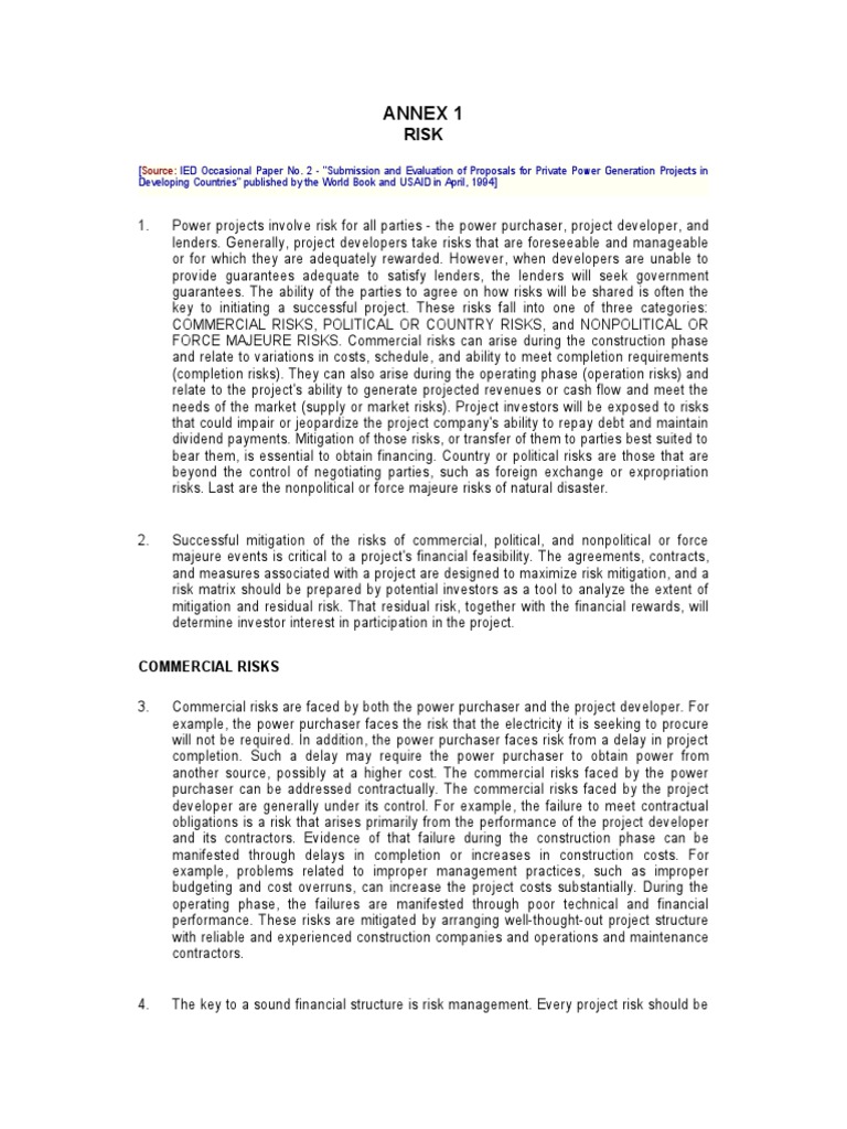 Annex 1 Risk | PDF | Insurance | Debt