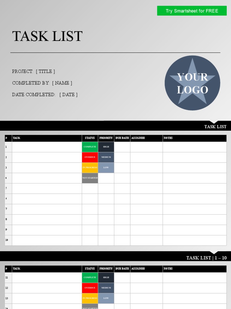 IC Task List Template 10578 - PowerPoint | PDF