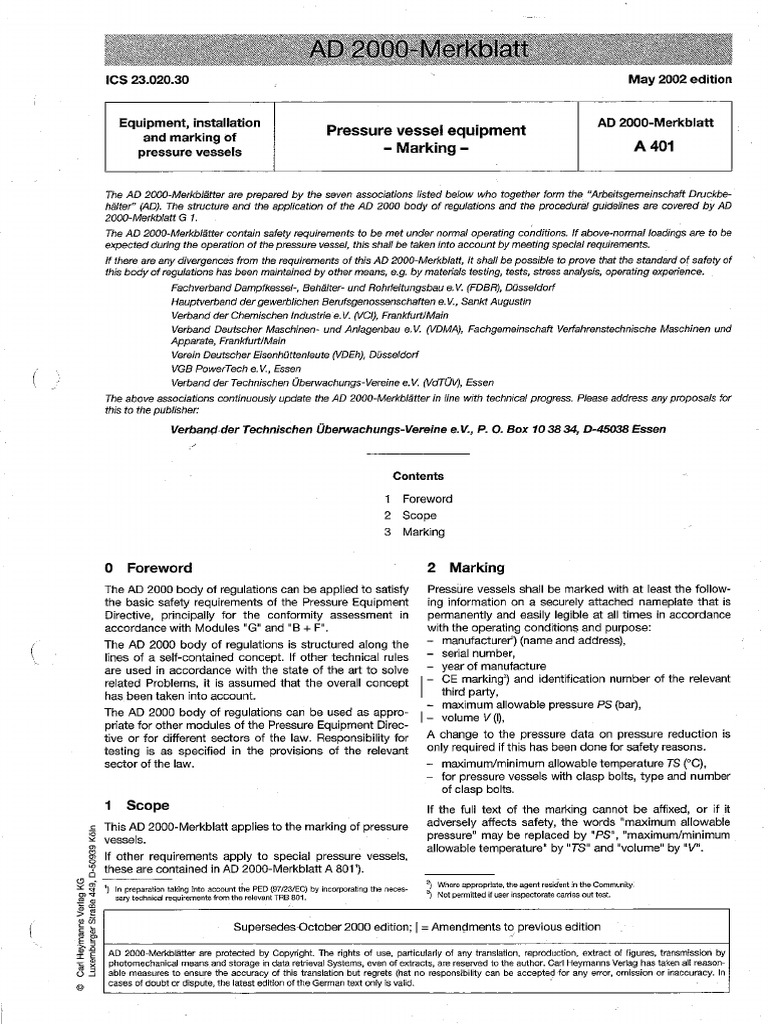 AD 2000-Merkblatt A 401 Ed.2002 PDF | PDF