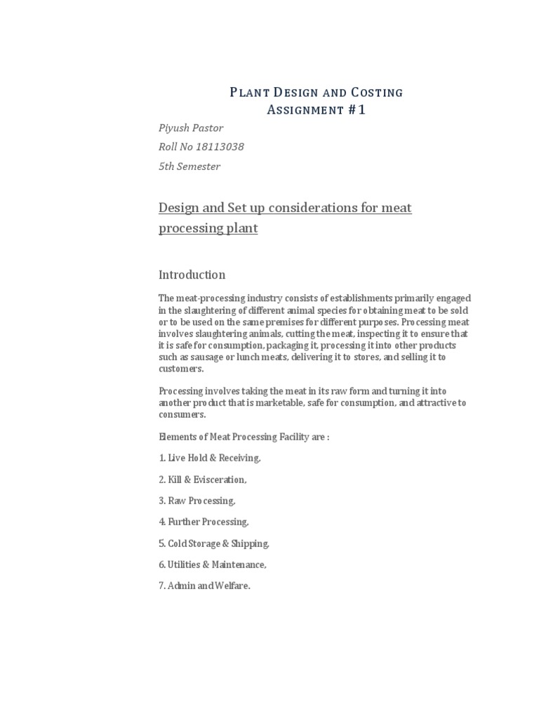 Design and Set Up Considerations For Meat Processing Plant | PDF | Meat ...