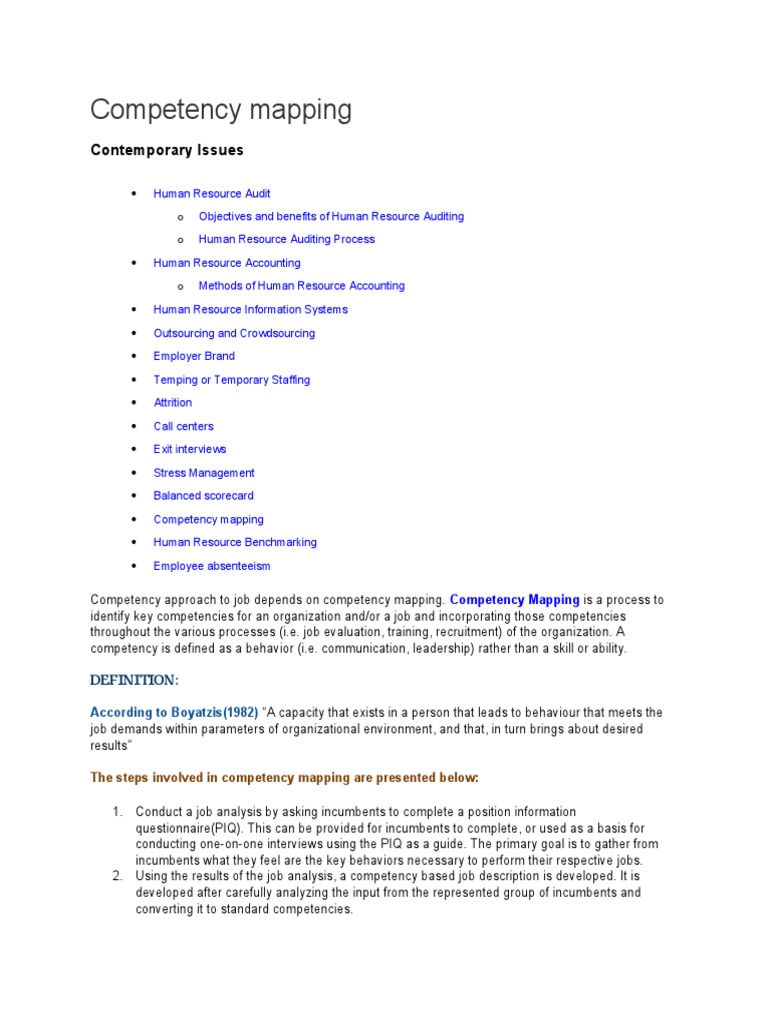 Competency Mapping: Contemporary Issues | Download Free PDF ...
