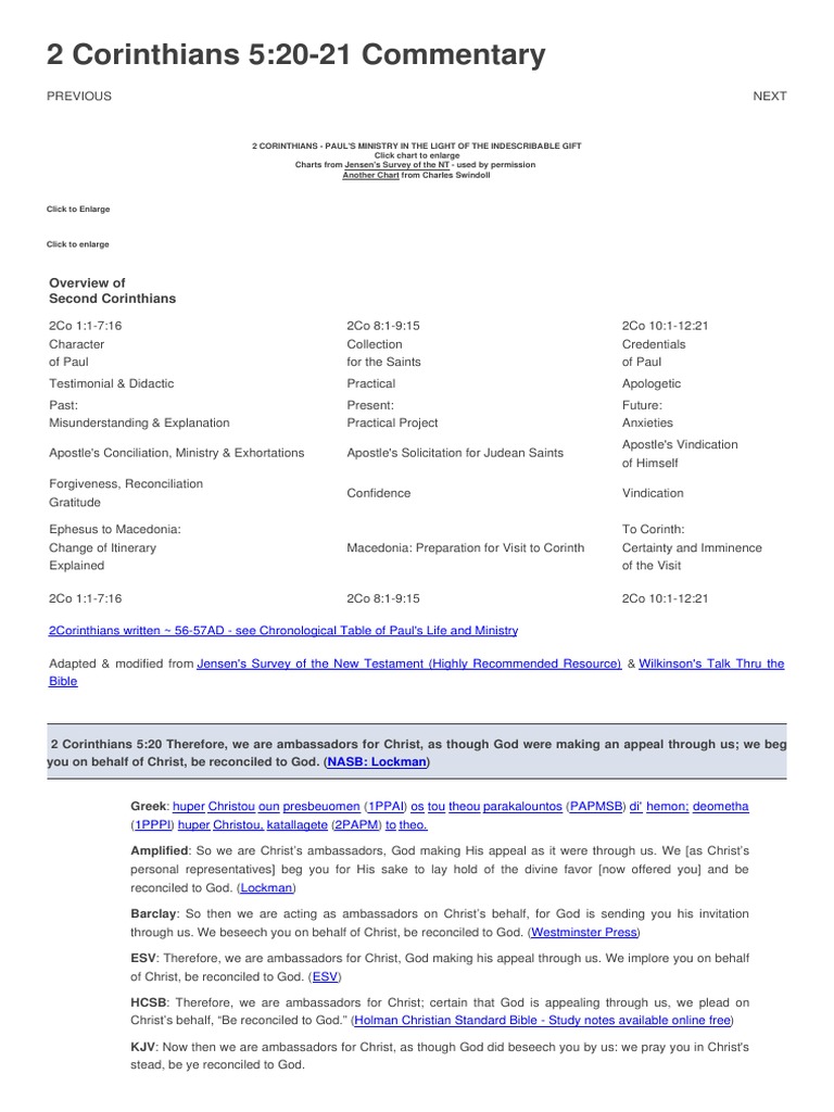 2 Corinthians 5 20-21 Commentary PDF | Download Free PDF | Paul The ...