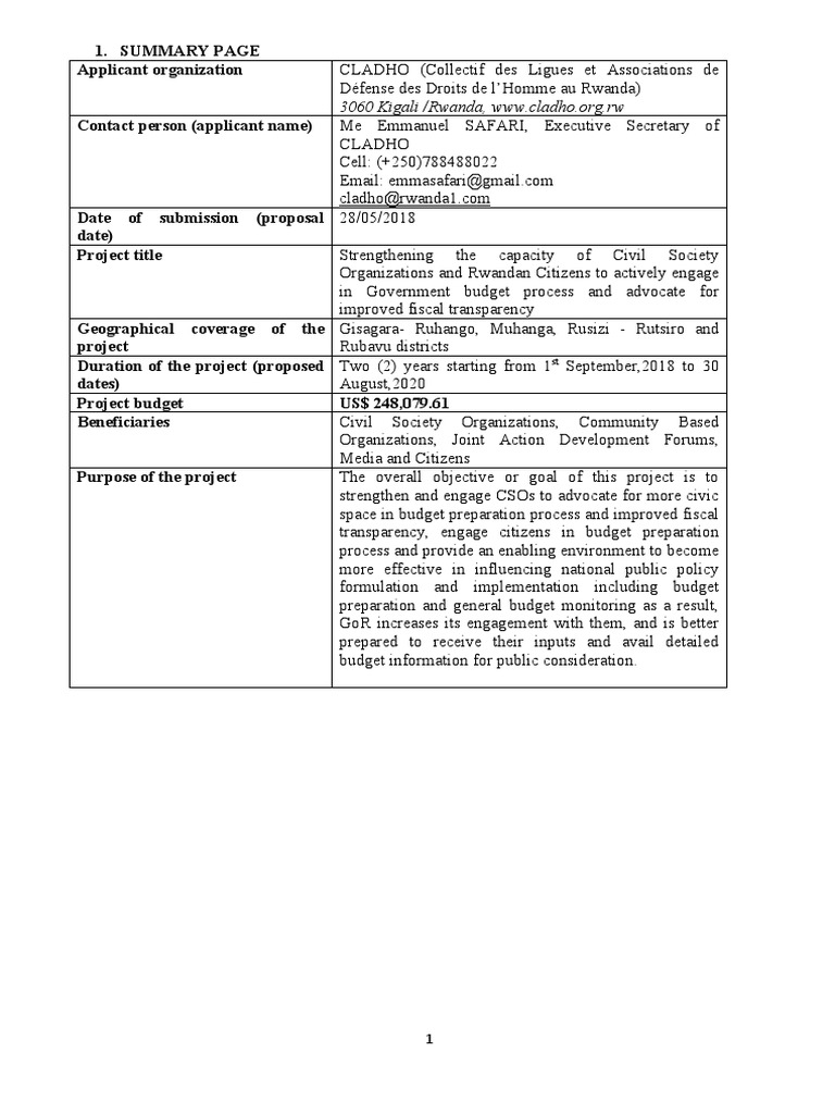 Project Proposal - Fiscal Transparency | PDF | Public Participation | Governance