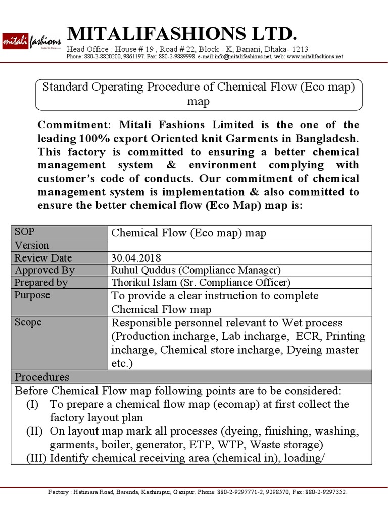 Chemical Flow SOP for Mitali Fashions | PDF | Business