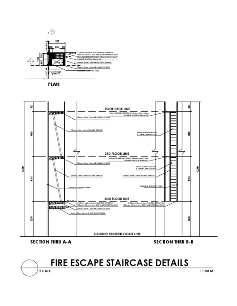 Fus Fire Exit (1) Stair Details | PDF | Stairs | Structural Engineering