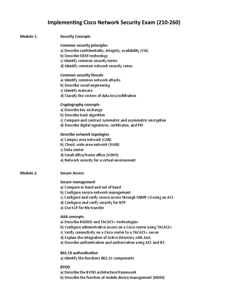 Implementing Cisco Network Security Exam (210-260) : Security Concepts Common Security ...