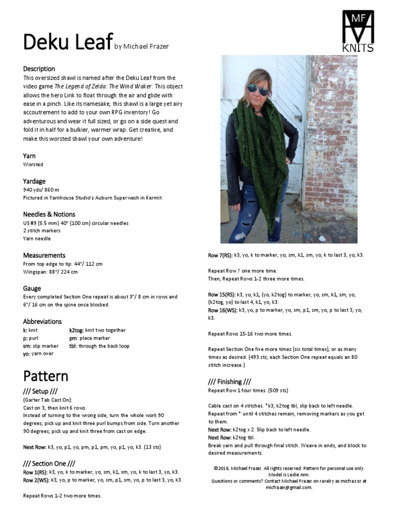 Deku Leaf Pattern | PDF | Knitting | Clothing