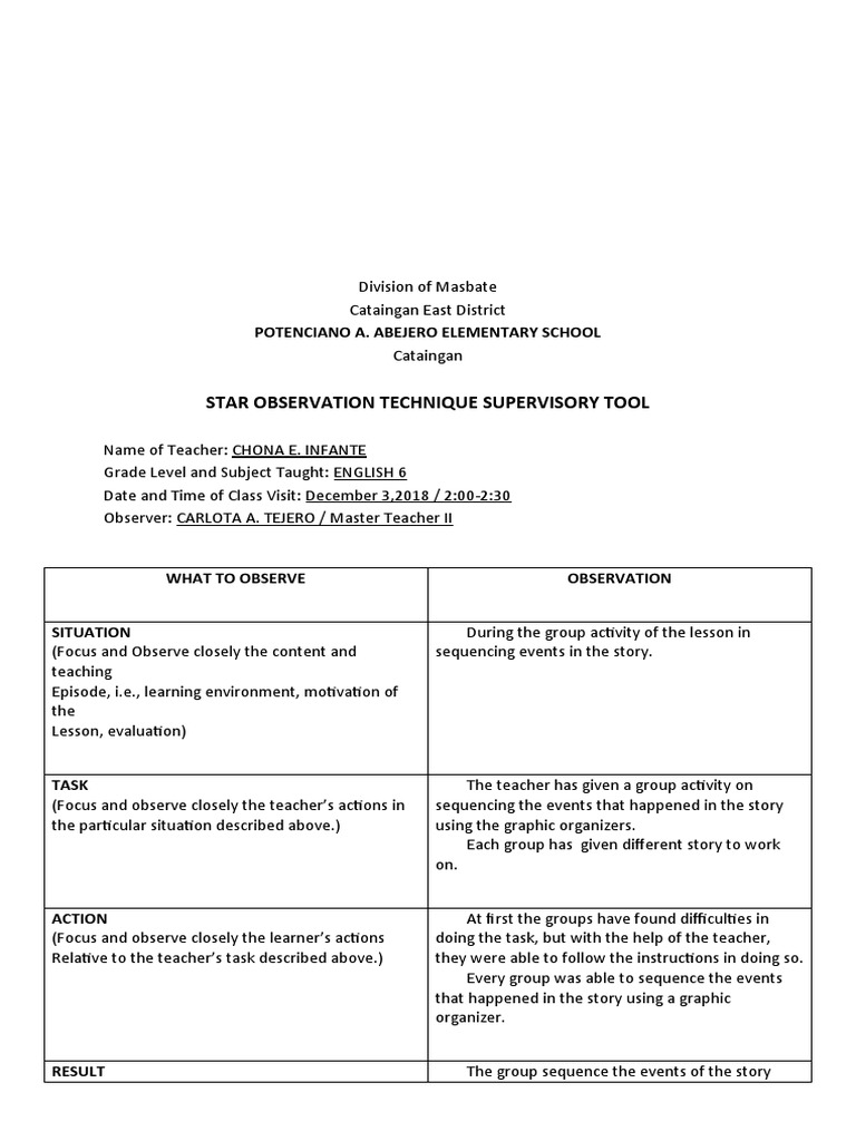 STAR Supervisory Tool | PDF | Teachers | Reading Comprehension