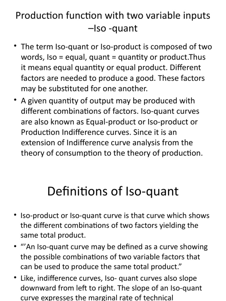 Production Function With Two Variable Inputs - Iso - Quant | PDF ...