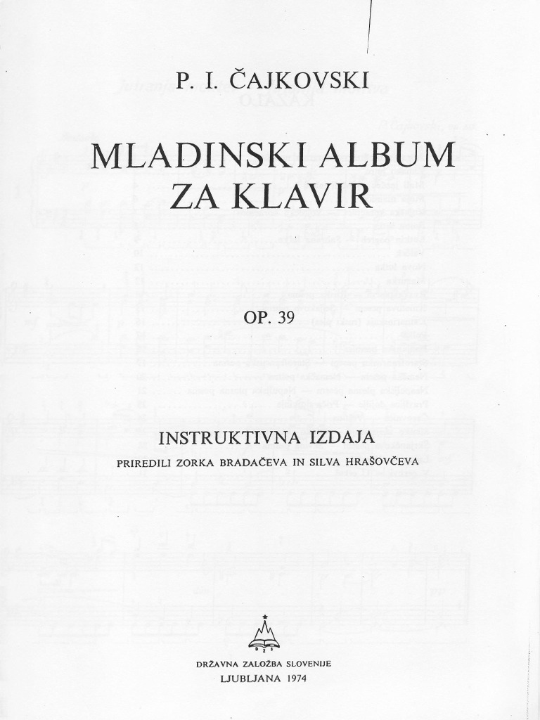 Cajkovski - Mladinski Album Za Klavir Op. 39 | PDF