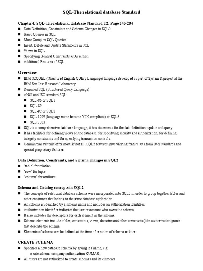 Chapter4: SQL-The Relational Database Standard T2: Page 245-284 | PDF | Relational Database ...