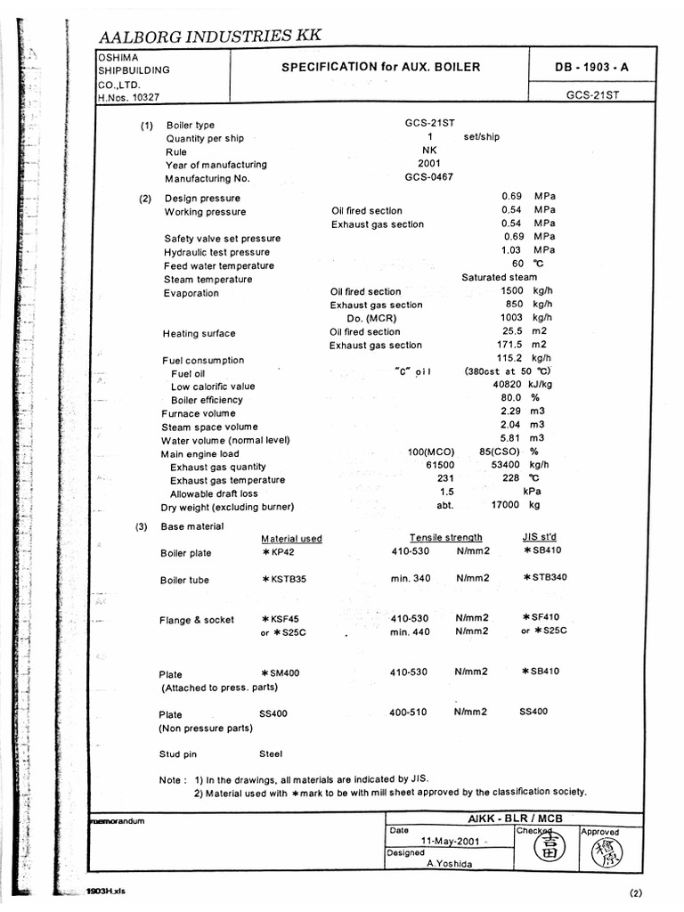 Boiler Specification PDF | PDF