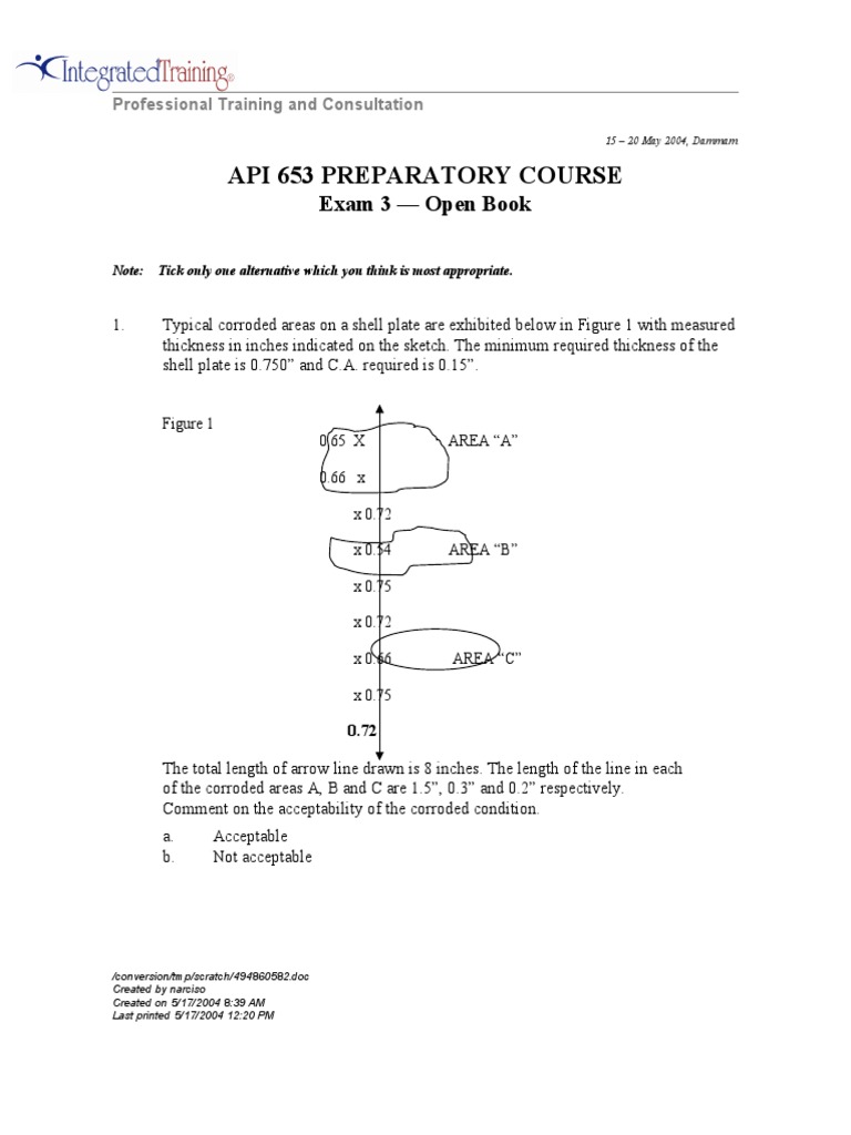 API 653 Exam Prep: Corrosion Assessment | PDF | Corrosion | Building ...