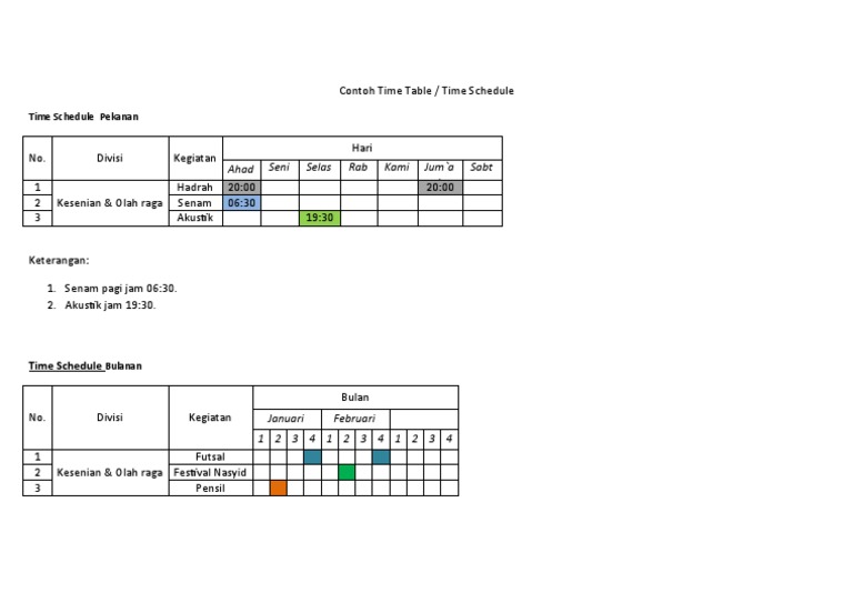 Contoh Time Table | PDF