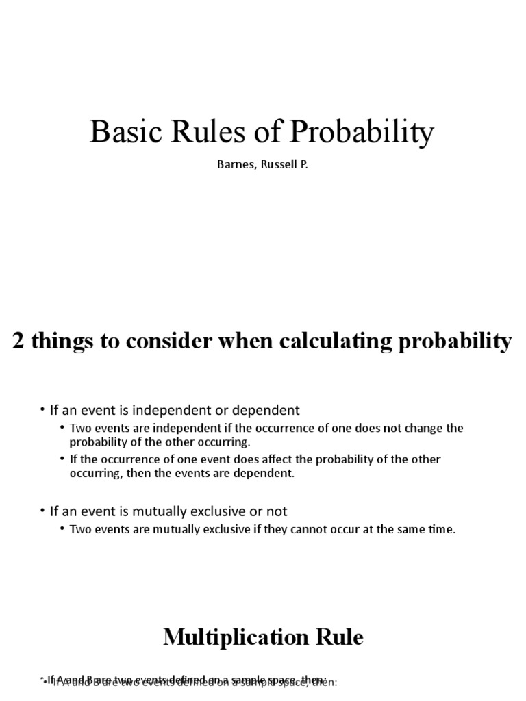 Basic Rules of Probability | PDF | Probability | Probability And Statistics