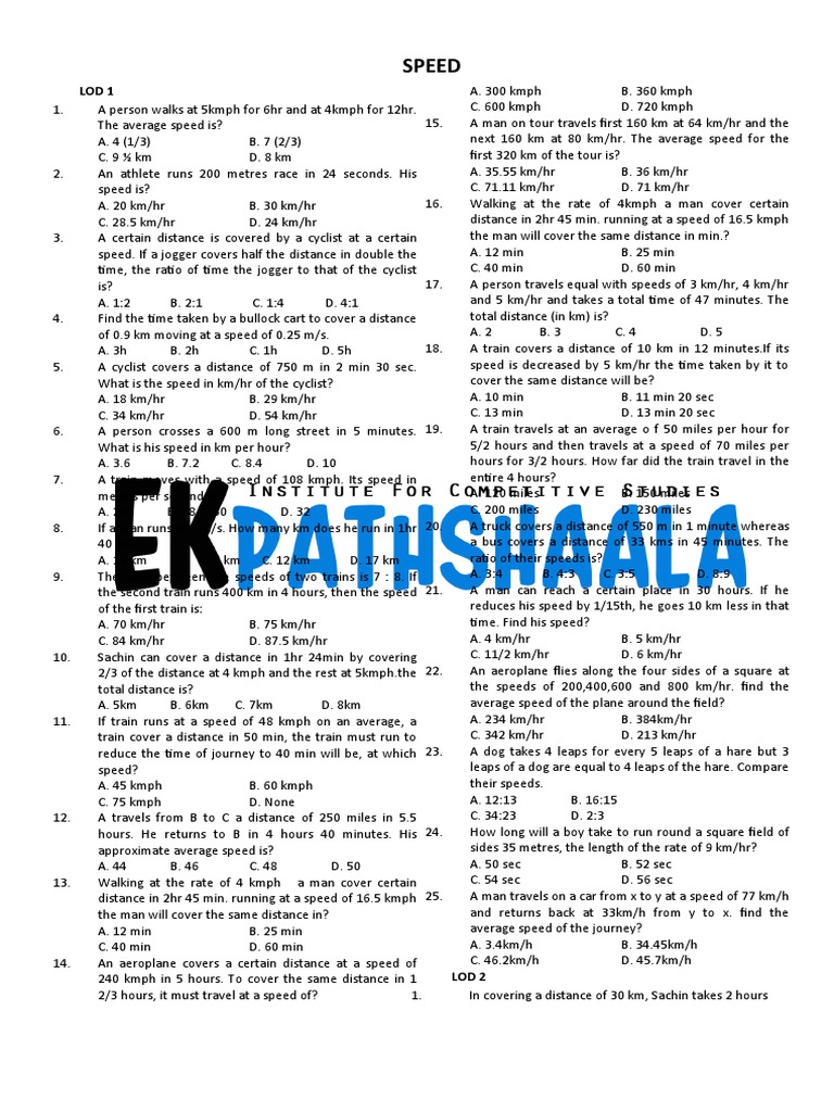 10.time Speed Distance | PDF | Speed | Physical Quantities