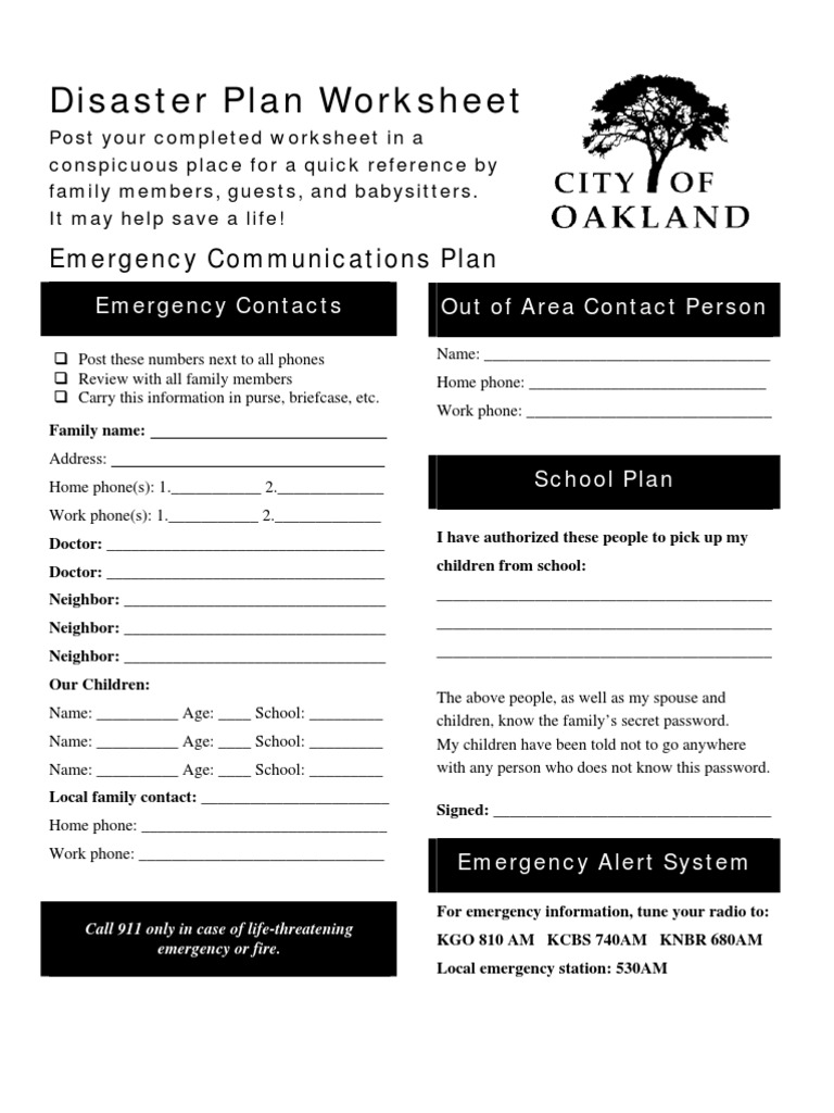 Disaster Plan Work Sheet | PDF | Emergency Management | Nature