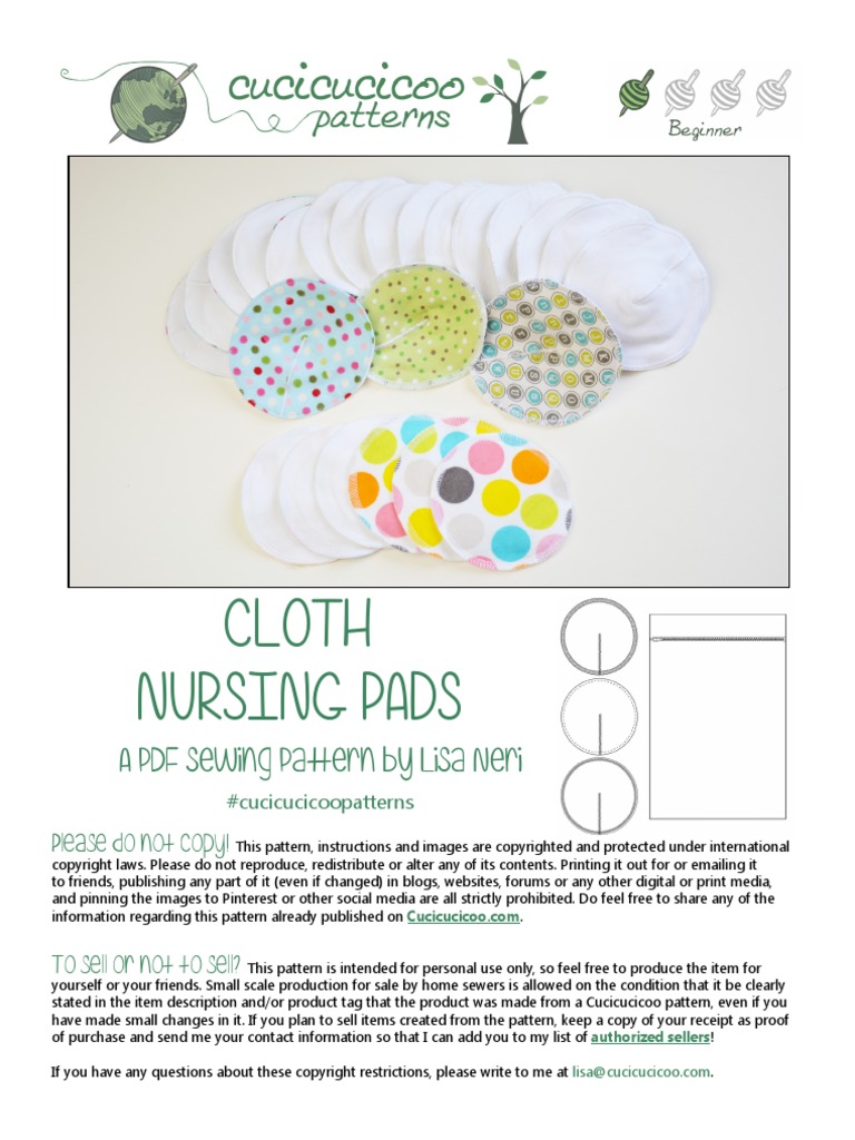 Cloth Nursing Pads: A PDF Sewing Pattern by Lisa Neri | PDF | Seam ...
