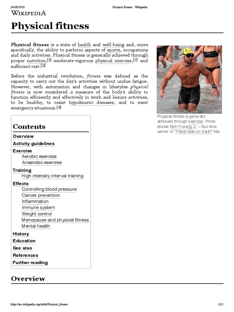 Physical Fitness - Wikipedia | PDF | Physical Fitness | High Intensity ...