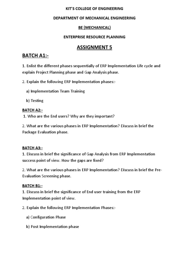 Erp Assignment 5 | PDF
