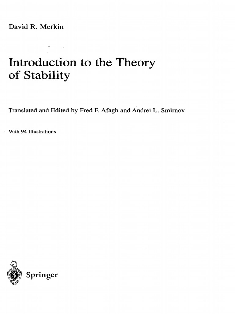 Introduction To The Theory of Stability: David R. Merkin | PDF | Stability Theory | Equations