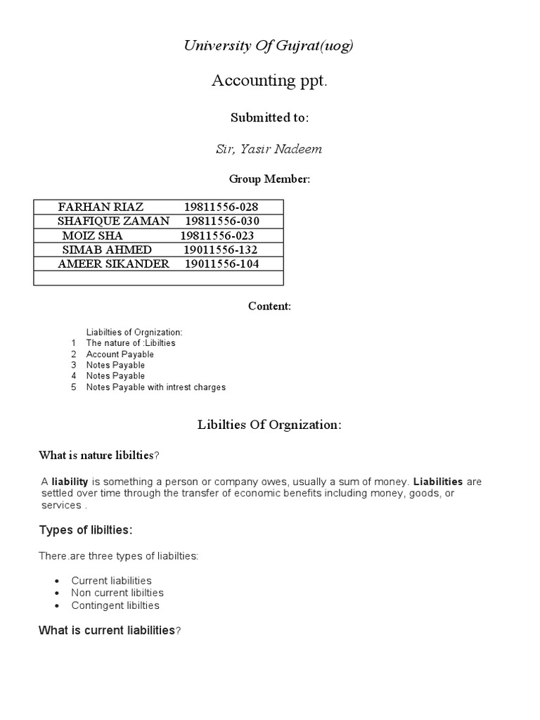 Accounting PPT.: University of Gujrat (Uog) | PDF | Accounts Payable ...