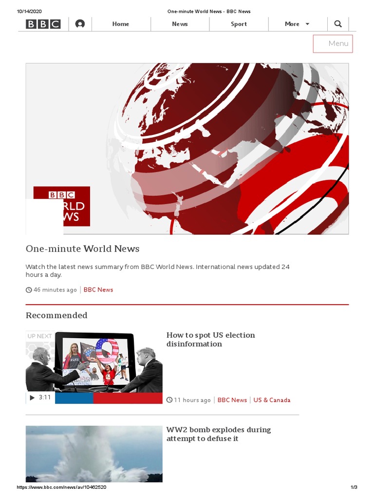 One-Minute World News - BBC News | PDF | Mass Media | Communication