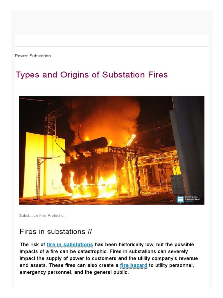 EEP Types and Origins of Substation Fires Article | PDF | Electrical ...