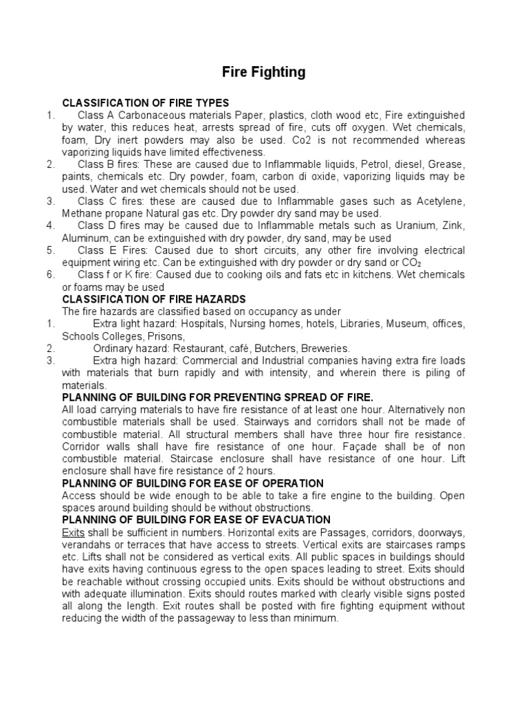 Fire Fighting: Classification of Fire Types | Download Free PDF ...