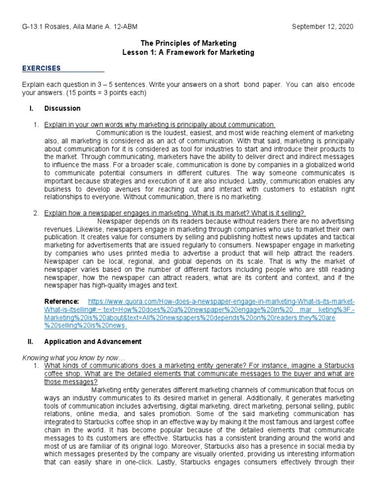 Marketing Lesson 1 (Exercises) | PDF | Subscription Business Model ...