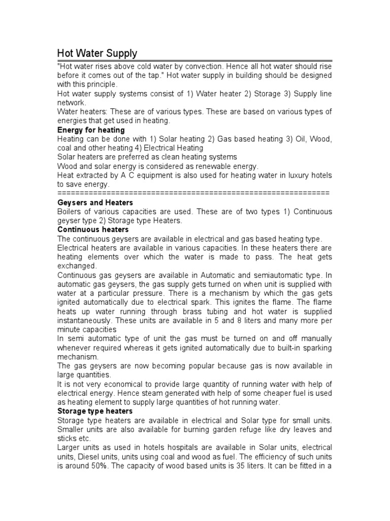 Hot Water | PDF | Water Heating | Electric Heating