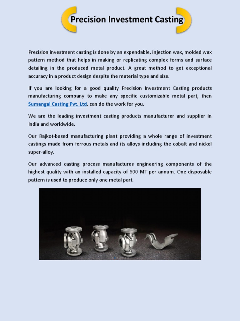 Precision Investment Casting Overview | PDF | Casting | Metals