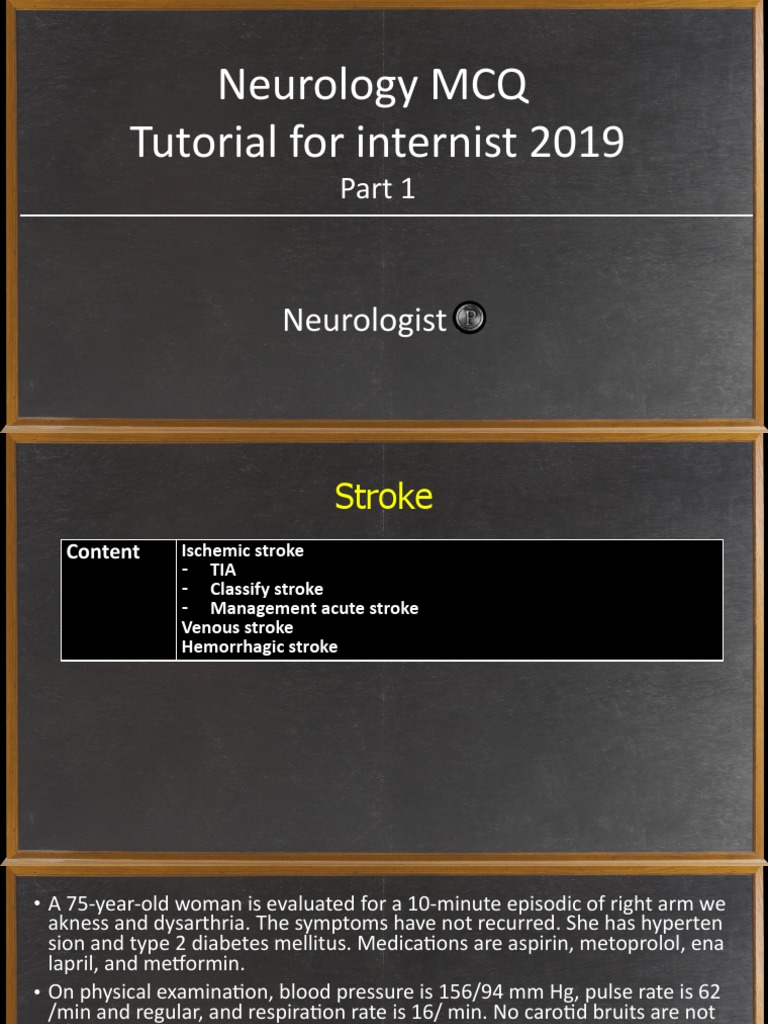 MCQ 2019 Part 1 Use | PDF | Stroke | Headache