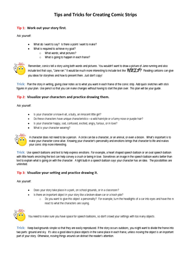 Comic Strip Creation Tips and Tricks | PDF | Color | Comics