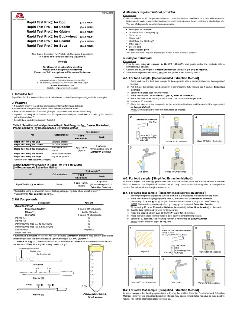 Allergen Protein Detection Test Kits | PDF | Type I And Type Ii Errors ...