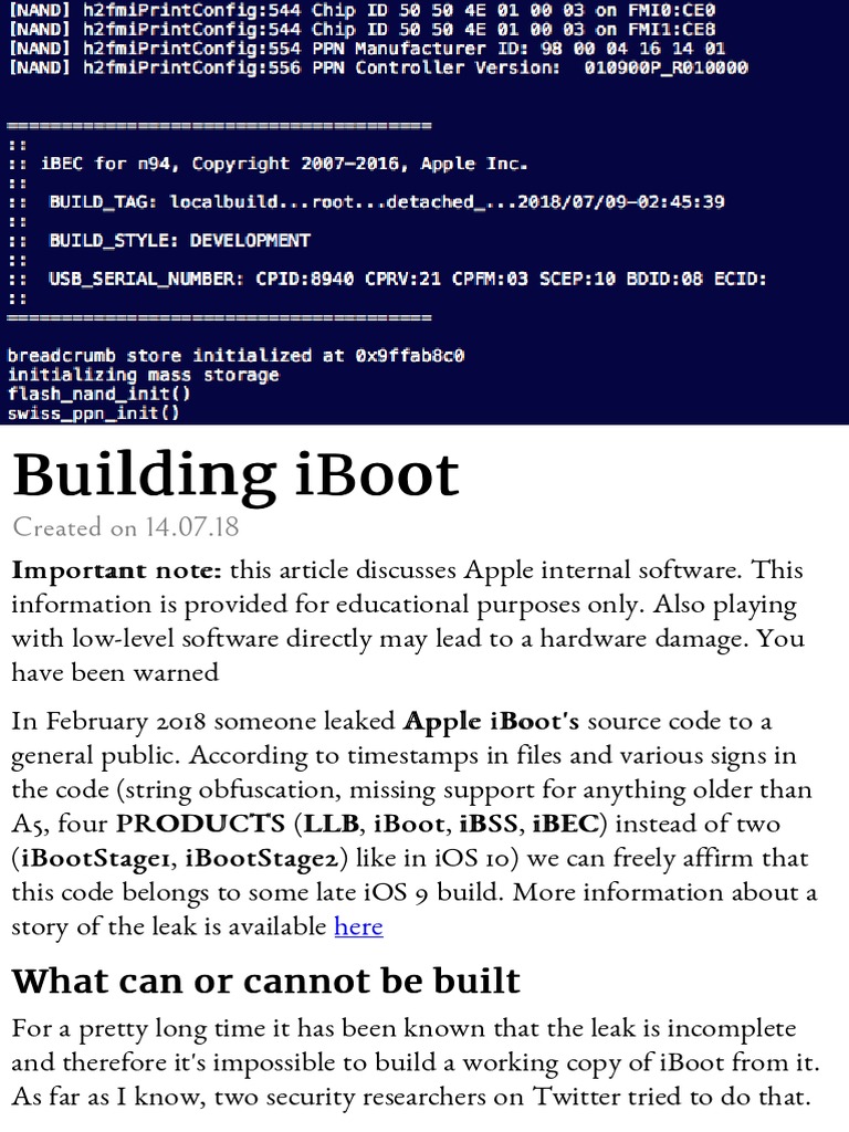 Build Apple's iBoot bootloader from leaked source code | PDF | Computer ...